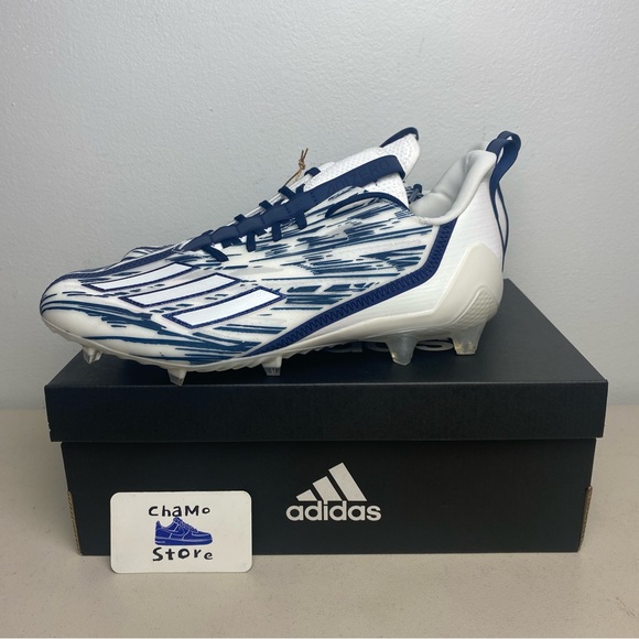adidas | Shoes | Adidas Adizero Football Cleats White Navy Blue Shoes ...
